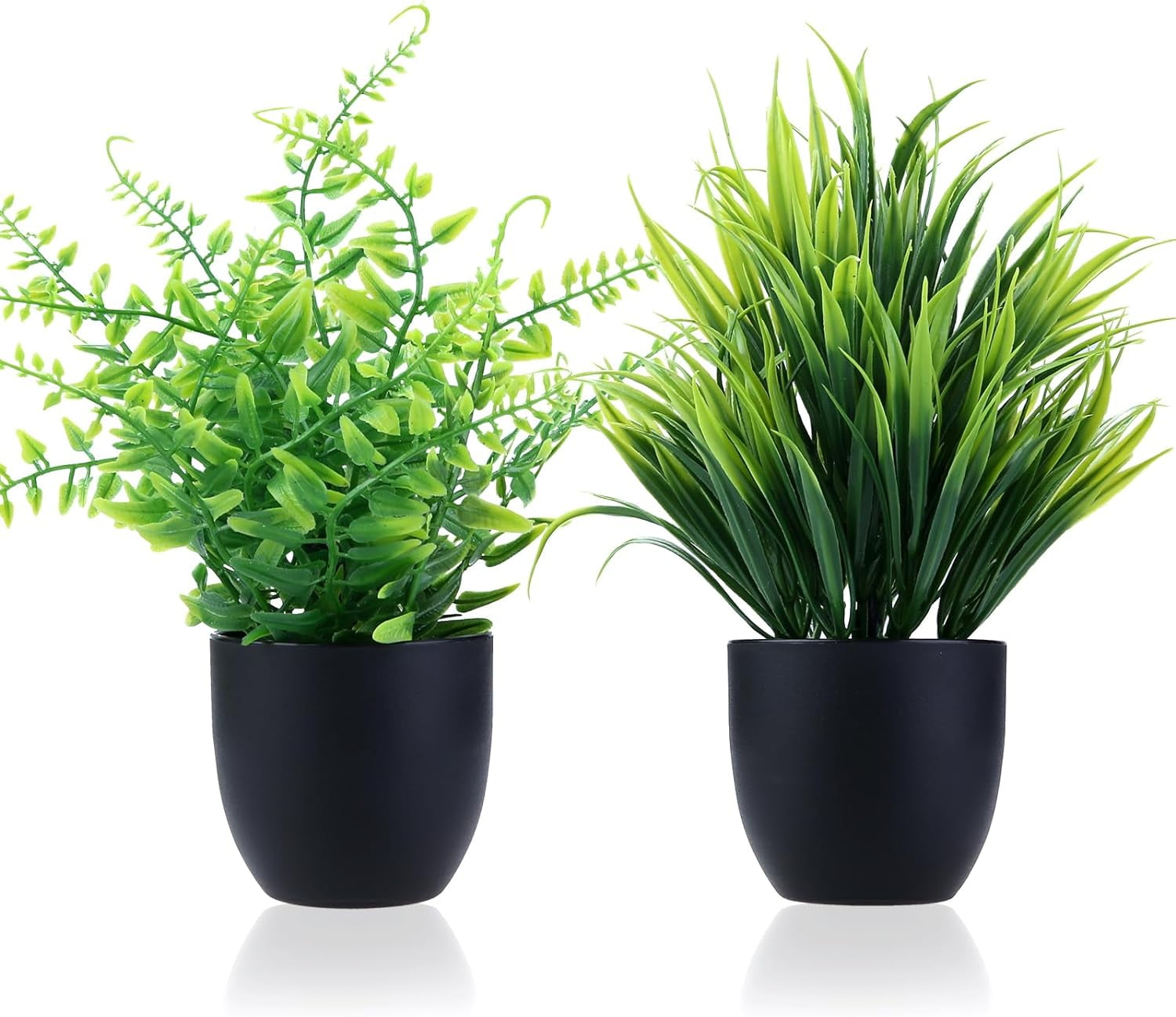2 Pack Fake Plants in Black Pot Small Artificial Plant Wheat Grass for ...