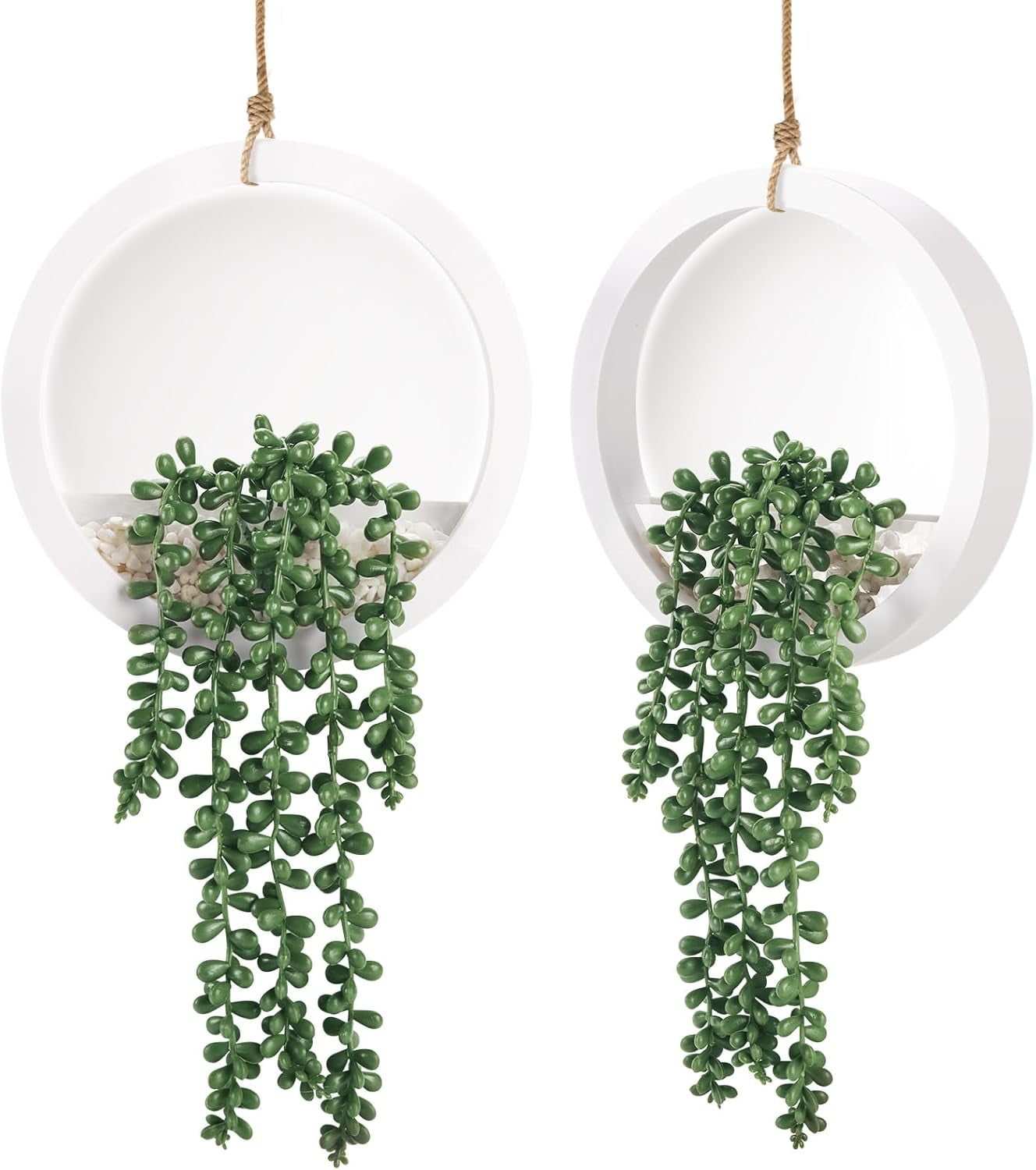 2 Pack Fake Plants Hanging Artificial Succulents Plants in White Pots ...