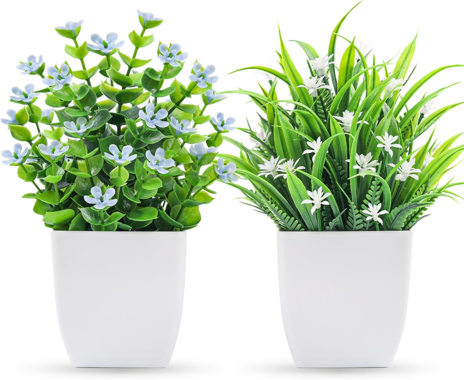 2 Pack Fake Plants Mini Artificial Green Plant Pots for Home Decoration ...