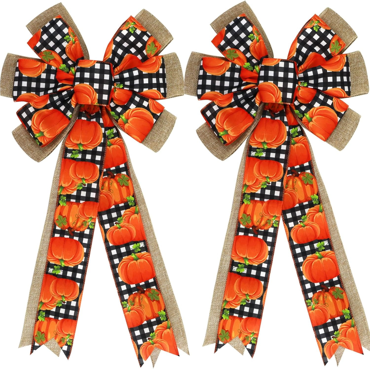 2 Pack Fall Bows for Wreaths Decorations, Fall Tree Topper Bow ...
