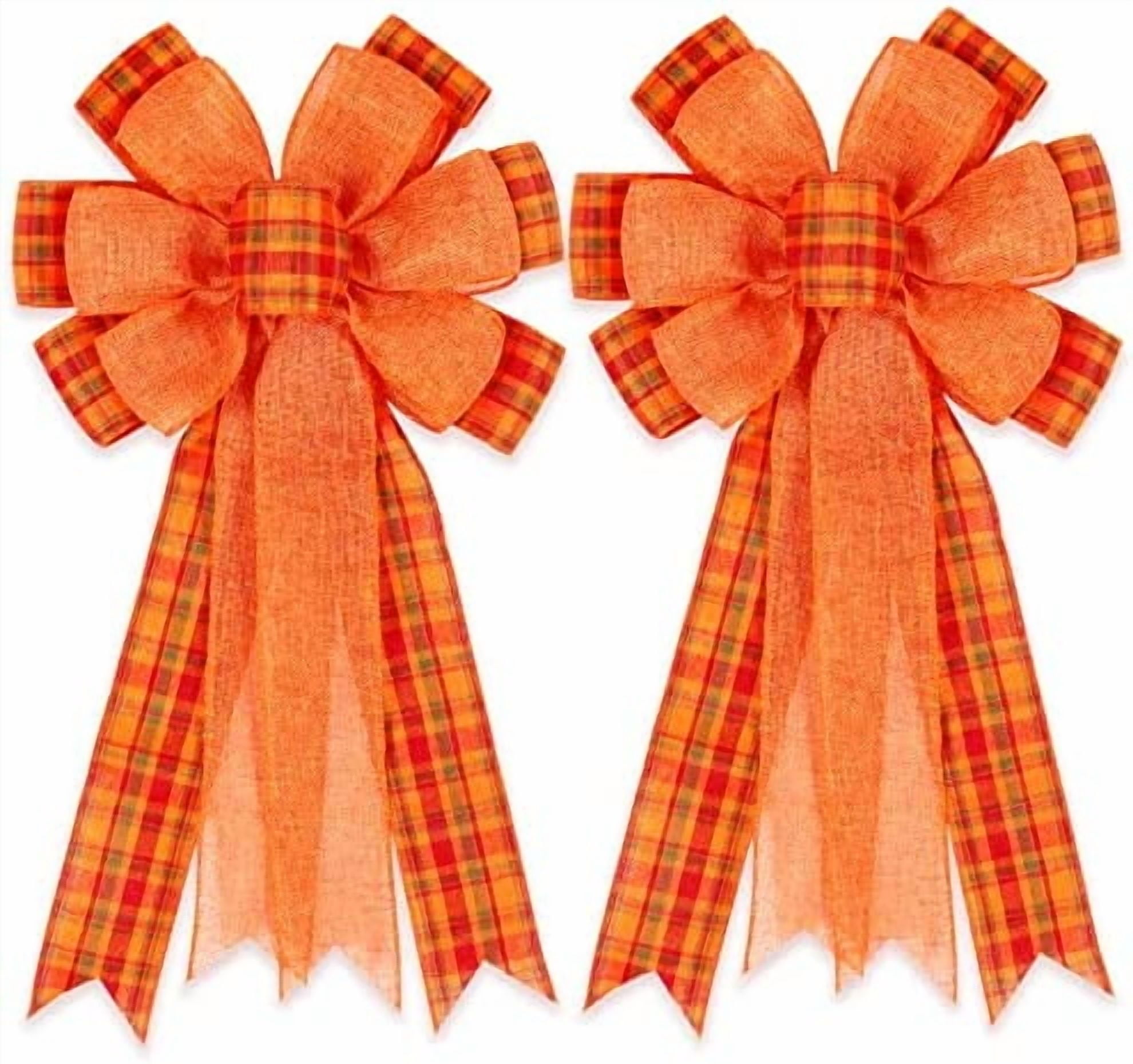 2 Pack Fall Bows for Wreaths Decorations for Home, Halloween Tree ...