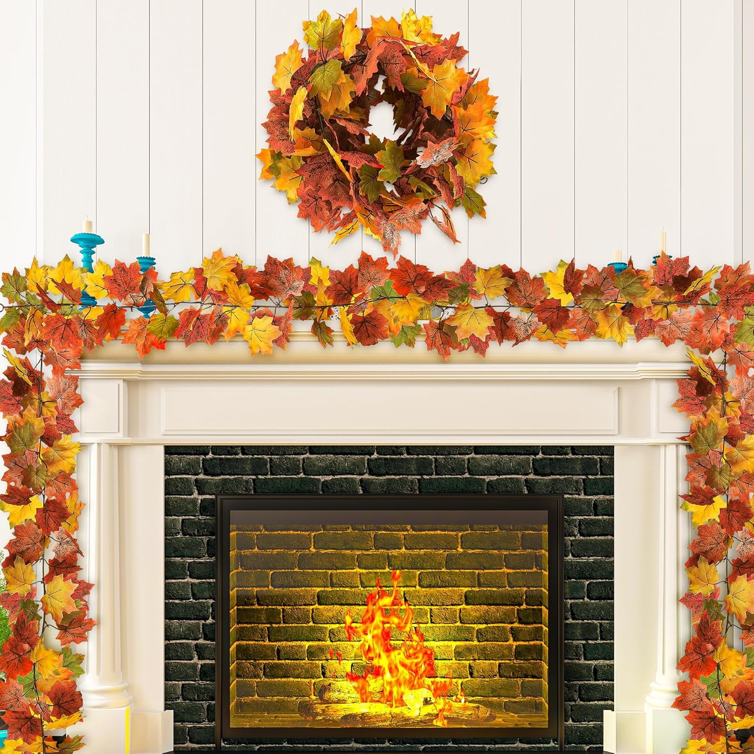 2 Pack Fall Decor, 11.8FT Fall Garland for Mantle, Fall Decorations for ...