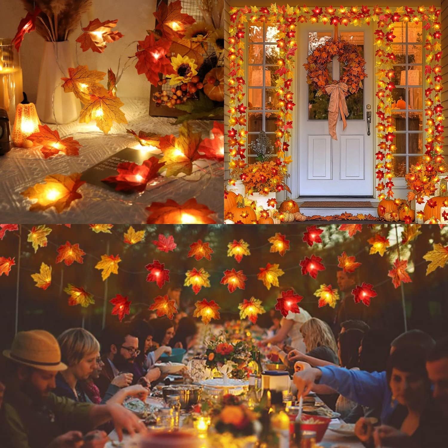 2 Pack Fall Decorations for Home Maple Leaf Lights Multicolored, Total ...