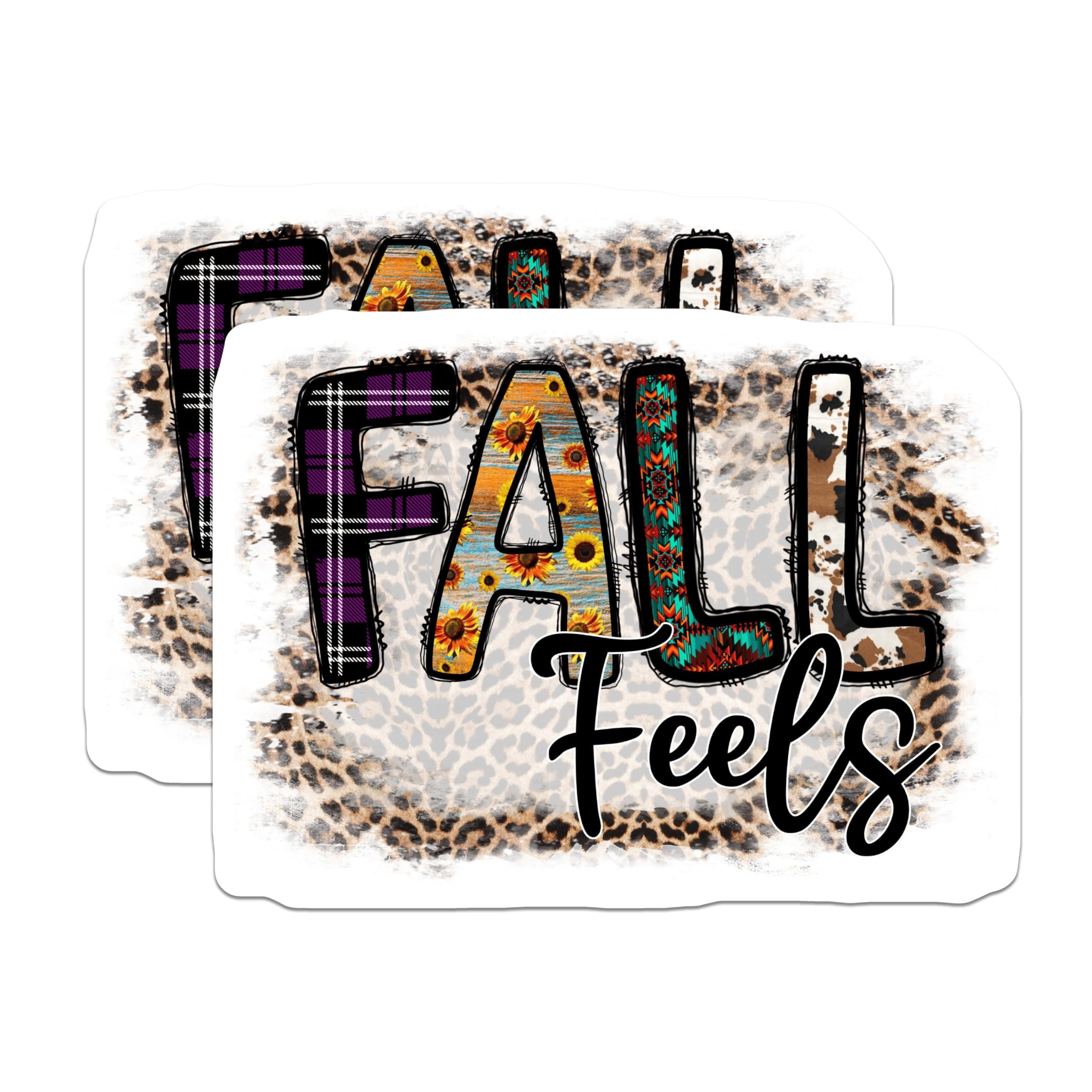 (2 Pack) Fall Feels Stickers - Autumn Leopard Print - Boho Sunflower ...