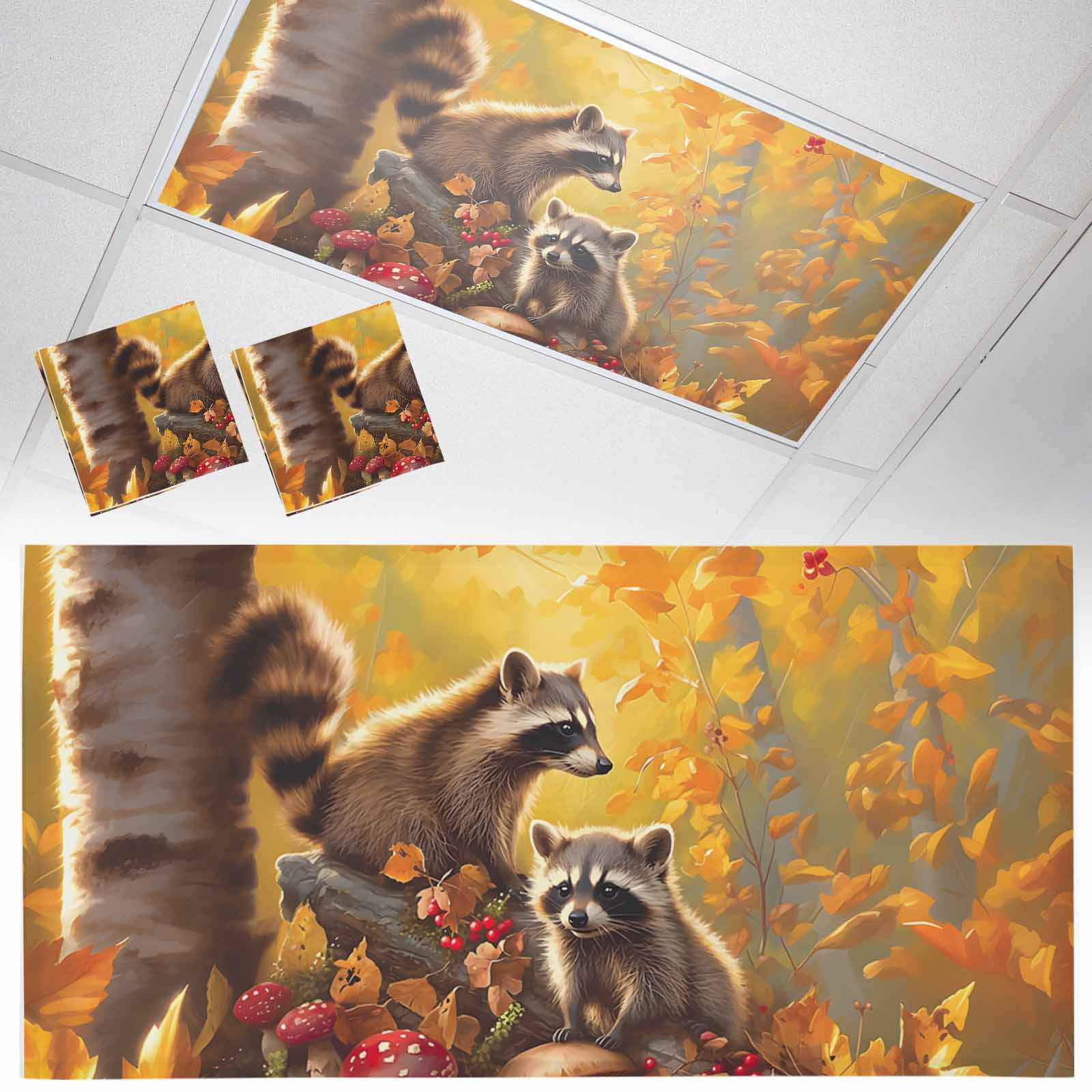 2 Pack Fall Forest Fluorescent Light Covers for Ceiling Lights Animal ...