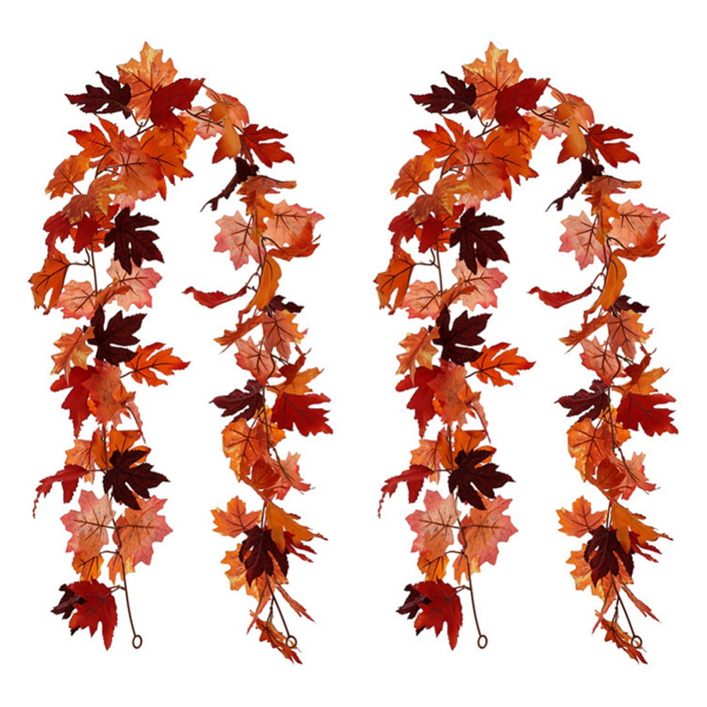 2 Pack Fall Garland Maple Leaf, 5.8Ft/Piece Hanging Vine Artificial ...