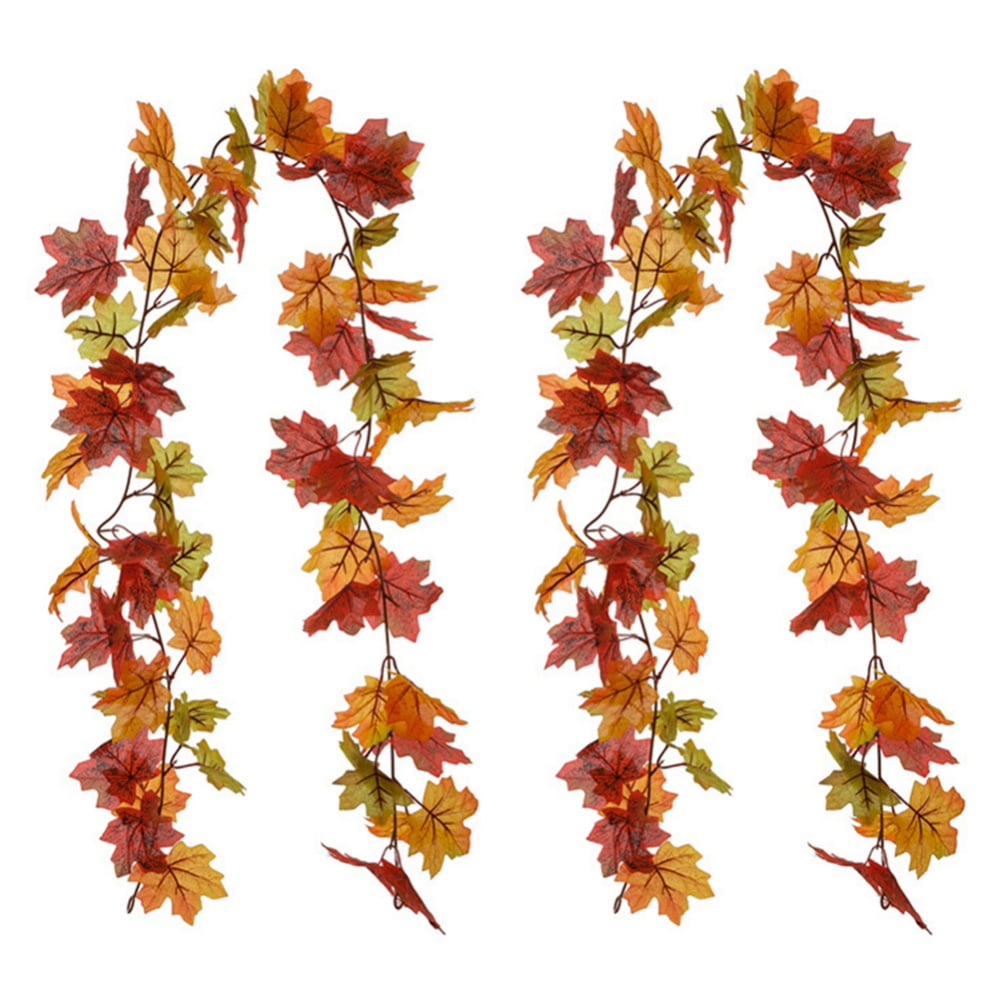 2 Pack Fall Harvest Maple Leaf Garland, 5.8Ft, Outdoor Decor ...