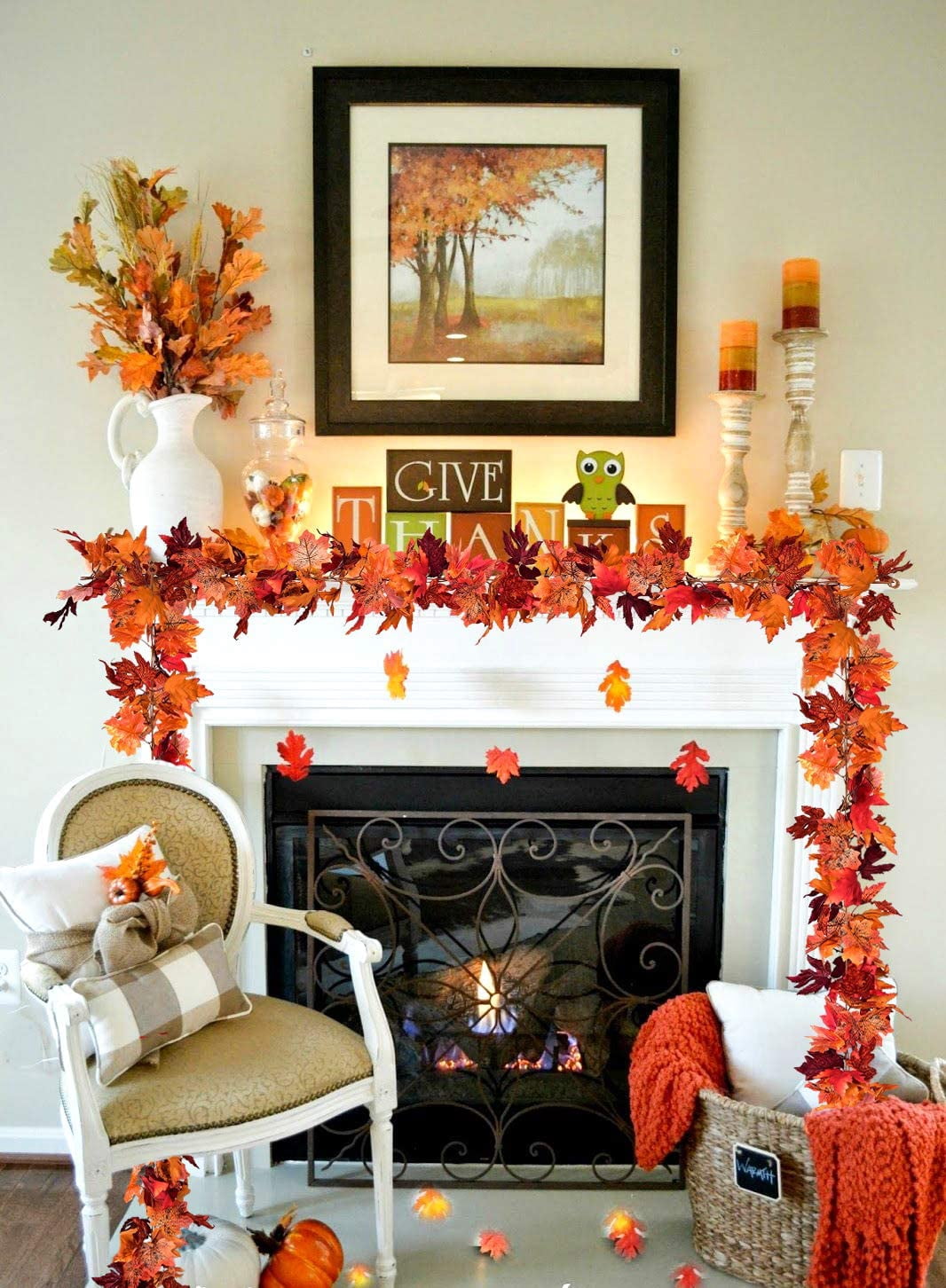 Wehilion Fall Garland Maple Leaf Vine, Artificial Autumn Foliage, 2 ...