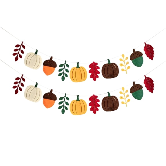 2 Pack Fall Harvest Banner Pumpkin Leaf Acorn Garland for Thanksgiving ...