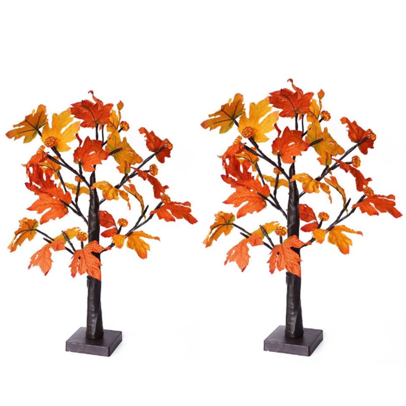 2 Pack Fall Maple Tree Decor with 24 LEDs, Artificial Fall Lighted ...