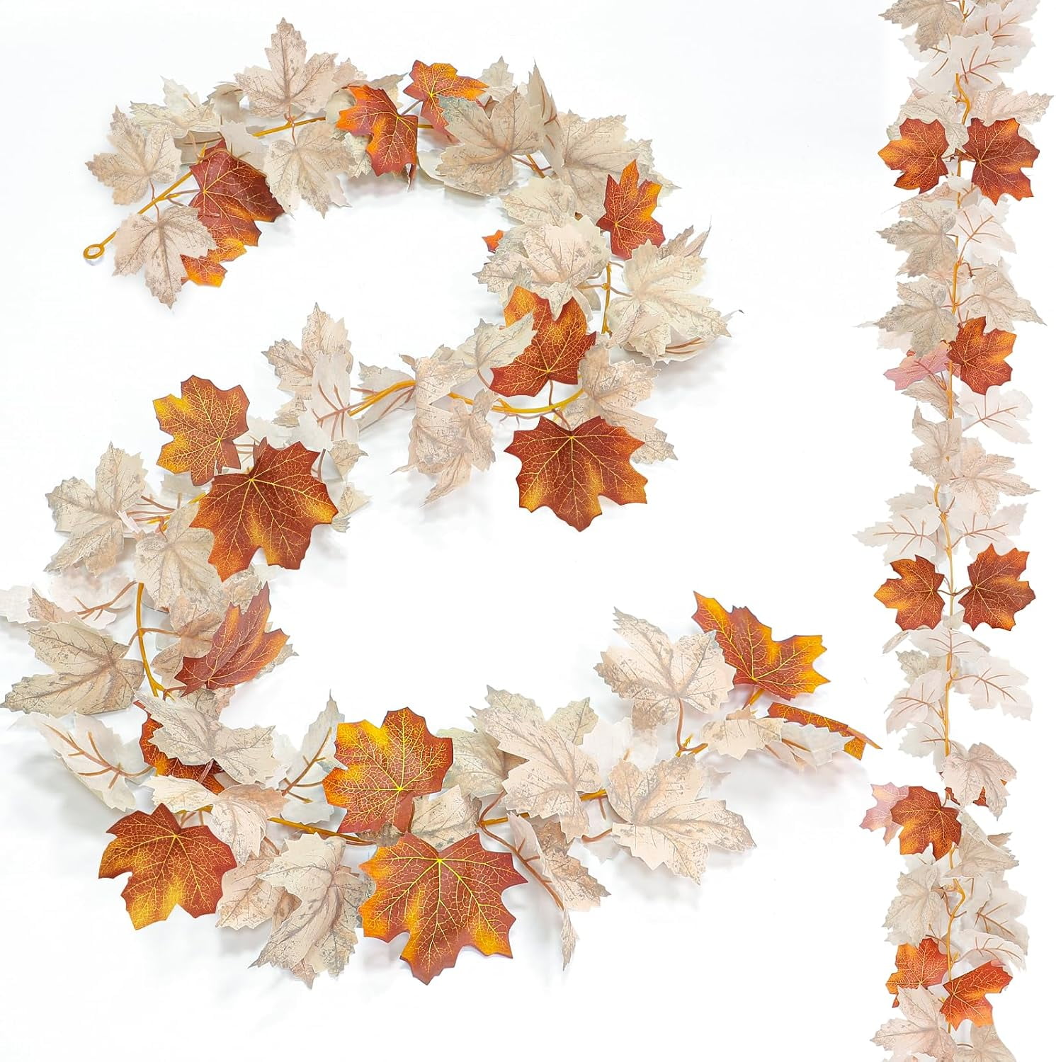 2 Pack Fall Maples Leaves Garland Fall Decor for Home Total 11.8Ft Fall ...