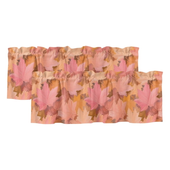 2 Pack Fall Pink Maple Leaf Valance for Window Country Vintage ...
