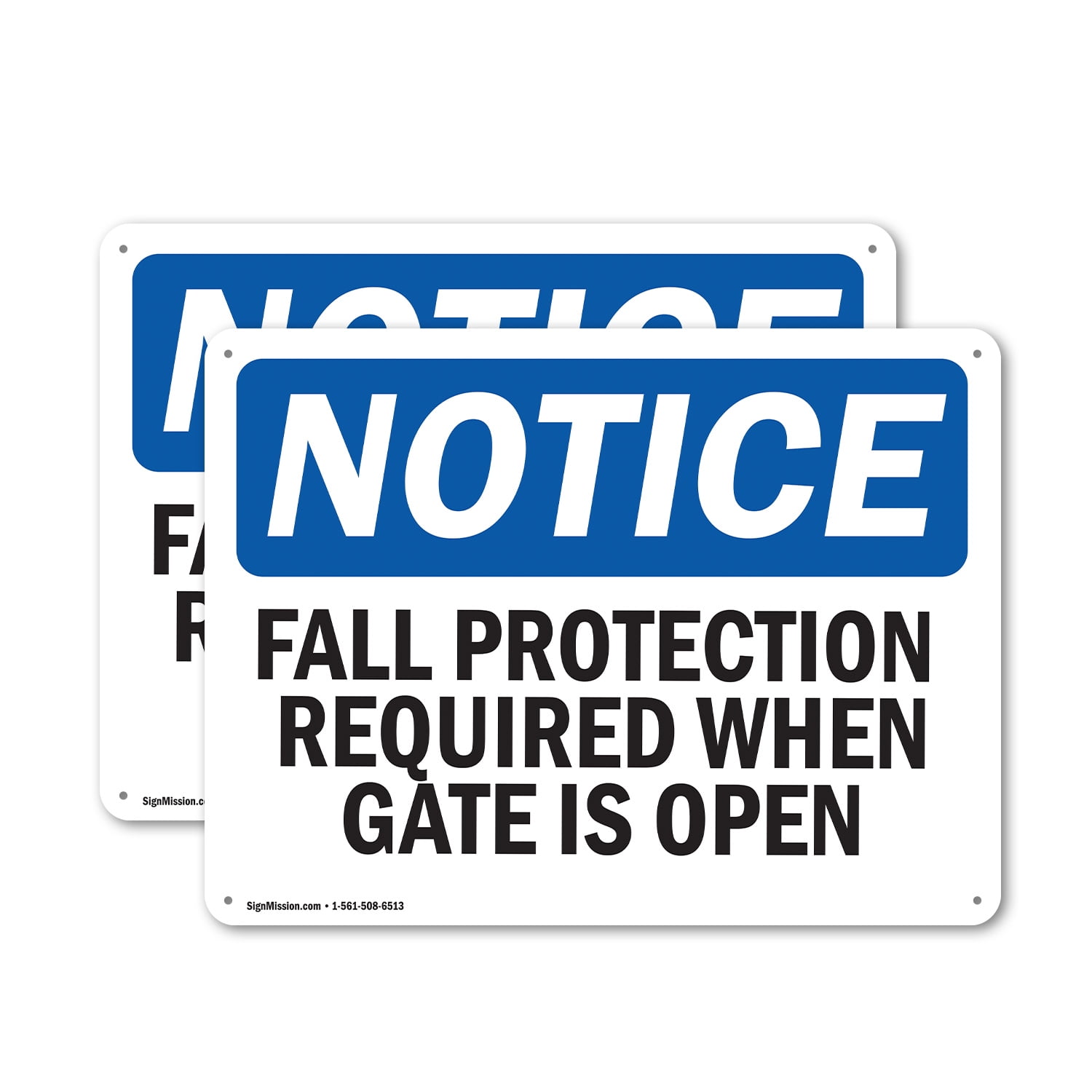 (2 Pack) Fall Protection Required When Gate Is Open OSHA Notice Sign 18 ...