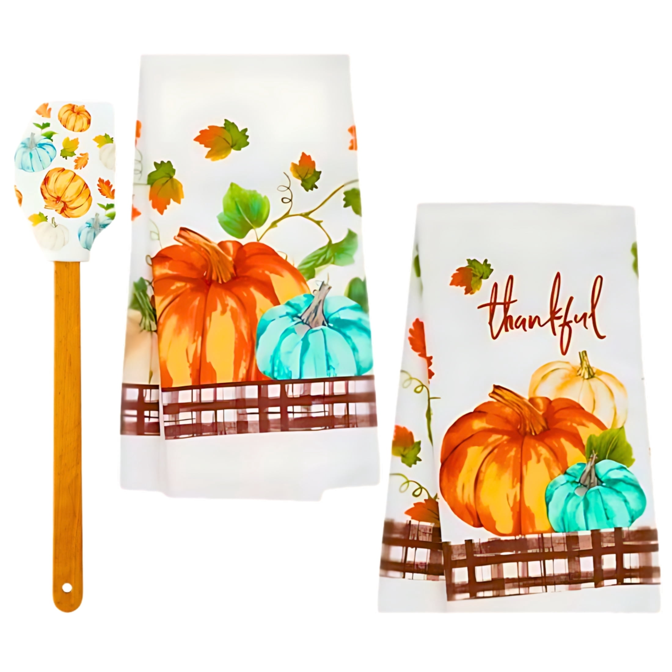 2-Pack Fall Pumpkin & Thankful Microfiber Kitchen Towels with Bonus ...