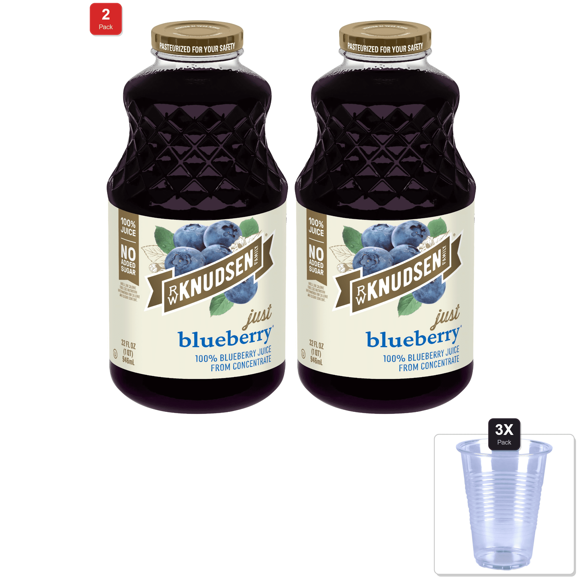 2 Pack | R.W. Knudsen Family Just Blueberry Juice, 32 Ounces & 3x ...