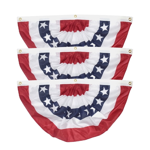 2 Pack Fan Shaped Independence Day Flag, Red White Blue Polyester ...