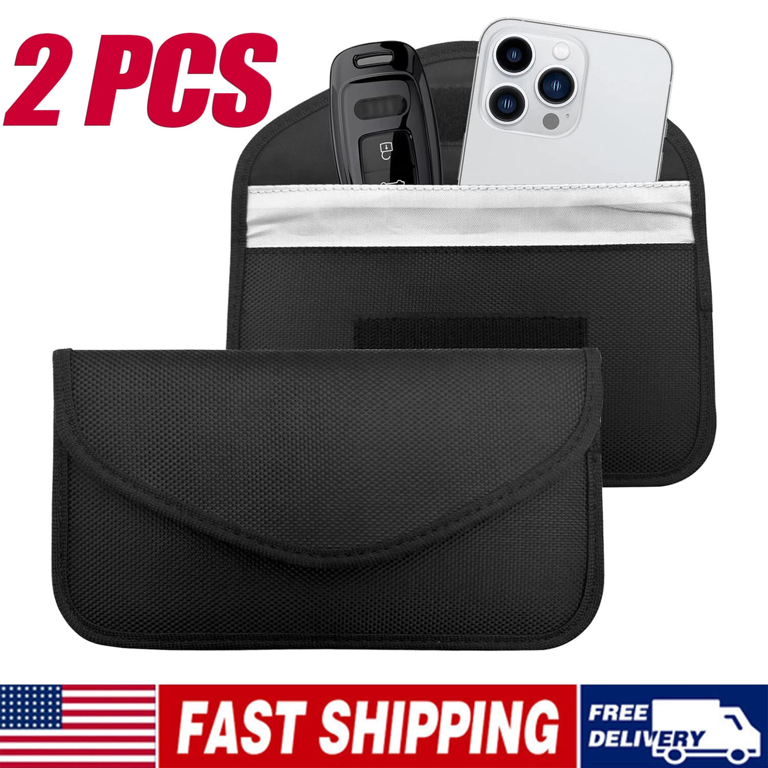 2 Pack Faraday Bag Cell Phone Wallet Blocker Radiation Signal Shielding ...