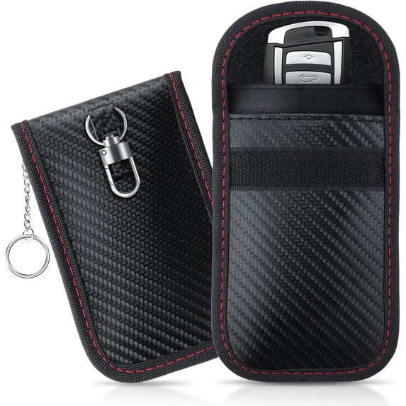 2-Pack Faraday Key Fob Protector, 3.15"X5.12" Double-Layer Carbon Fiber ...