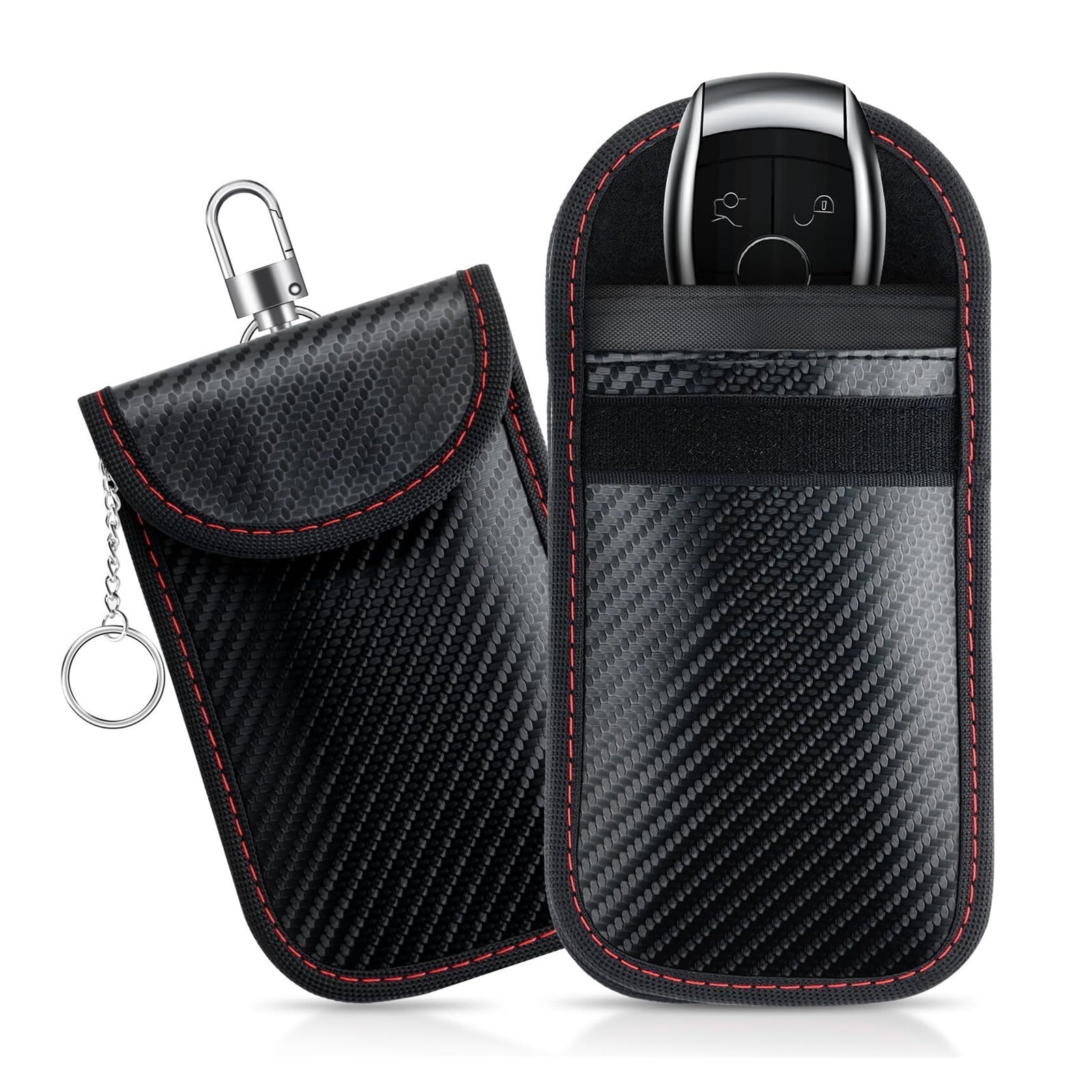 2-Pack Faraday Key Fob Protector, 3.15"X5.12" Double-Layer Carbon Fiber ...