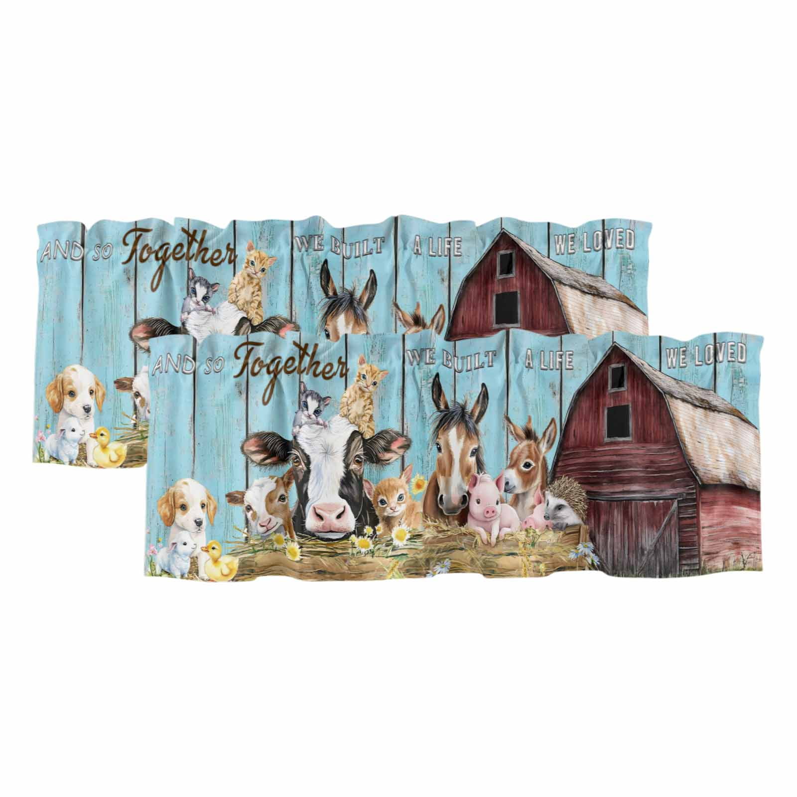 2 Pack Farm Barn Valance for Window Cow Pig Horse Sheep Farmhouse ...