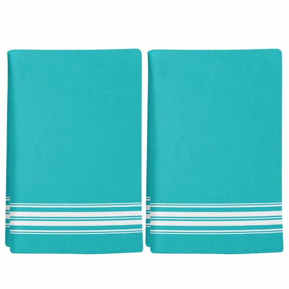 2 Pack Farmhouse Aqua Kitchen Towels White Stripe Decorative Dish Towel ...