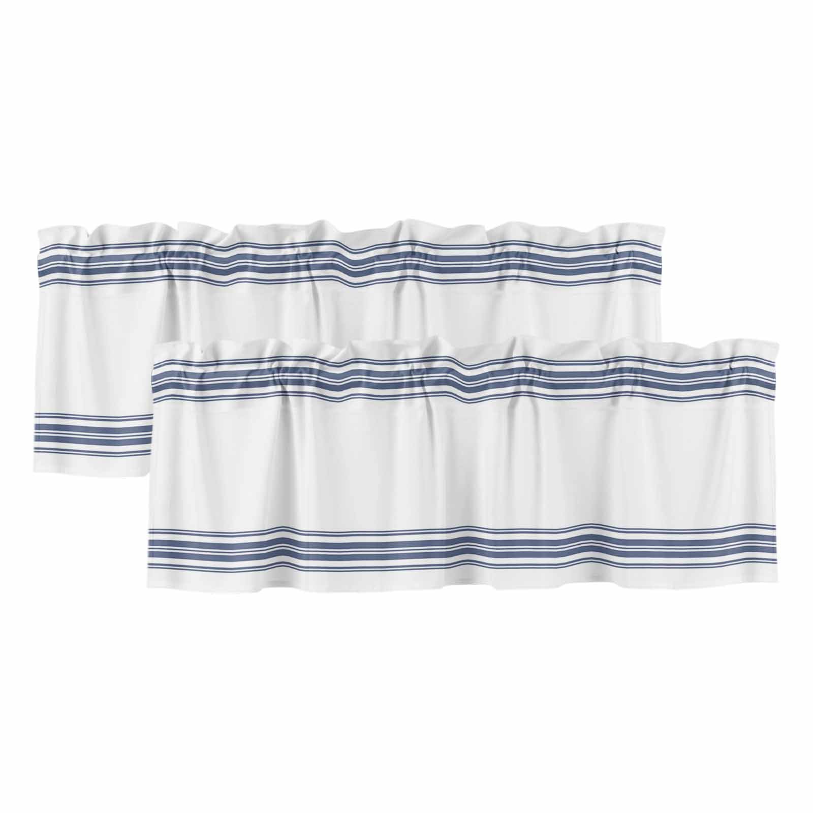 2 Pack Farmhouse Blue Valance for Window Stripes Decoration Kitchen ...