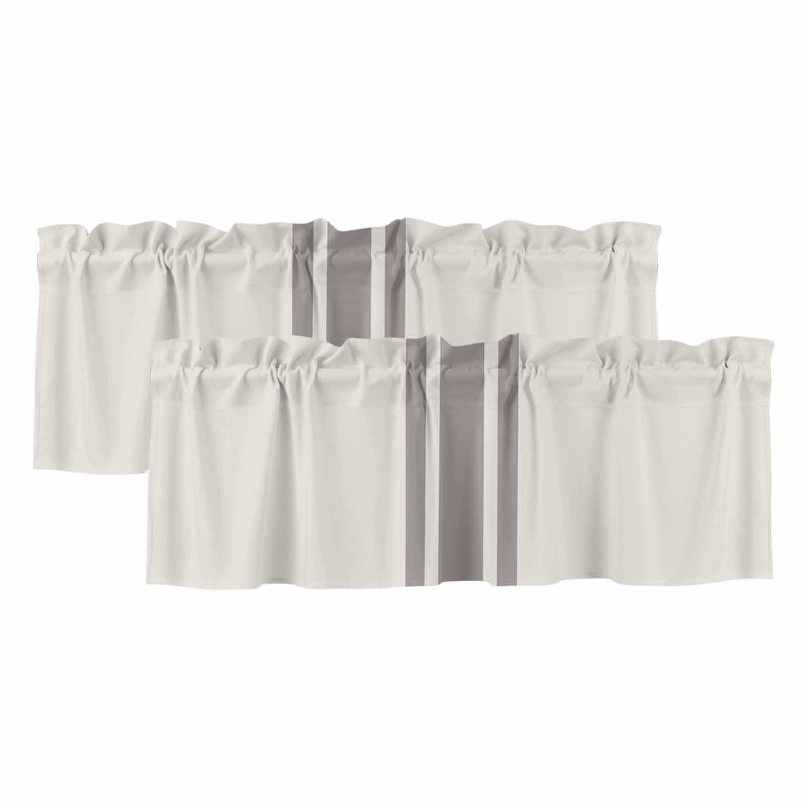 2 Pack Farmhouse Gray Valance for Window Sripes Cream Background ...