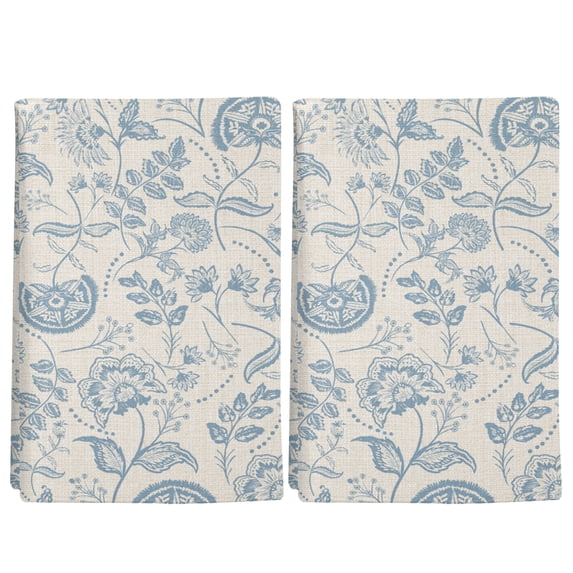 2 Pack Farmhouse Light Blue Floral Kitchen Towels Linen Boho Paisley ...