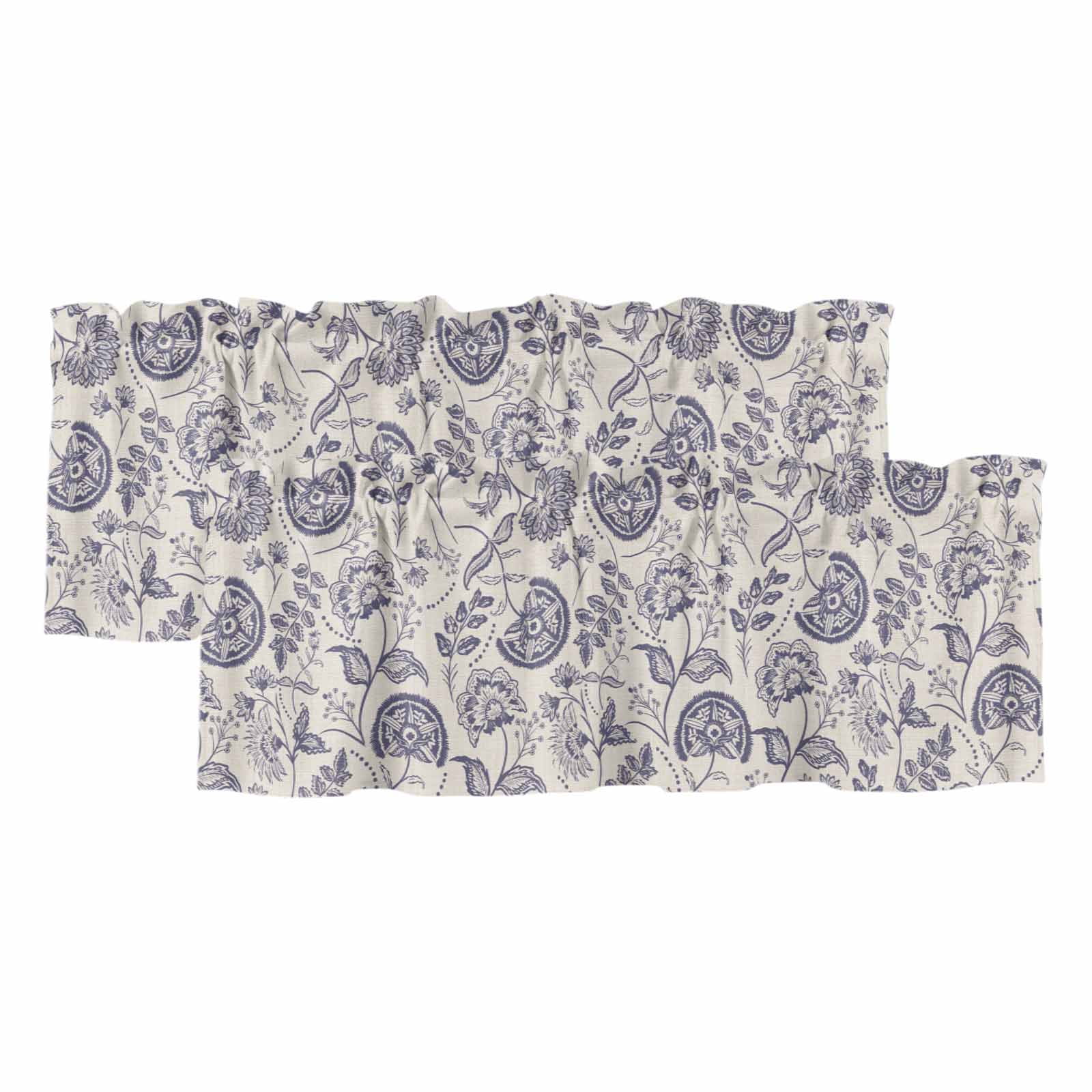 2 Pack Farmhouse Purple Floral Valance for Window Linen Boho Flower ...