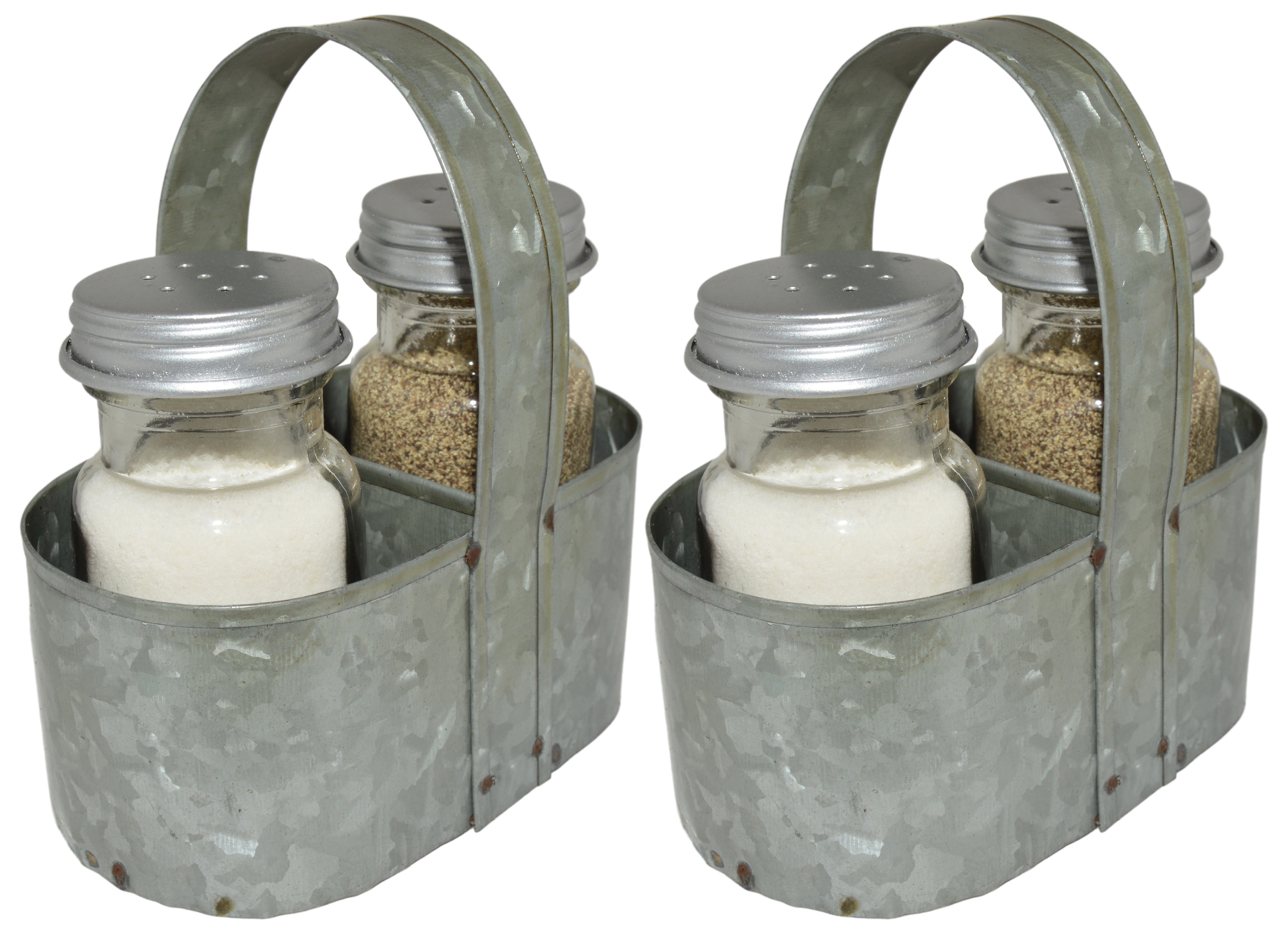 2 Pack Farmhouse Salt and Pepper Shakers with Caddy Sets - Rustic ...
