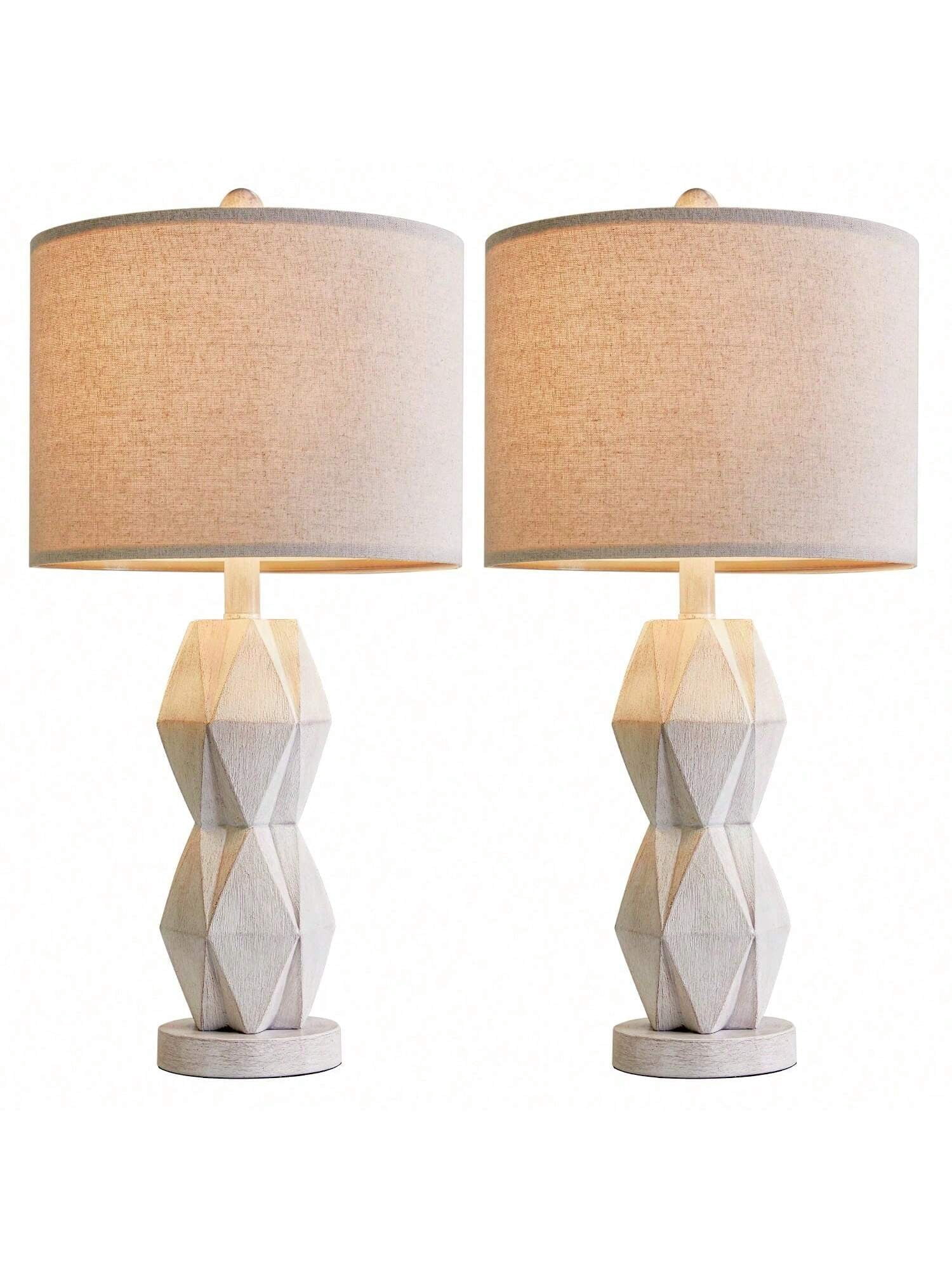 2-Pack Farmhouse Table Lamps: Rustic Decor for Bedroom & Living Room ...