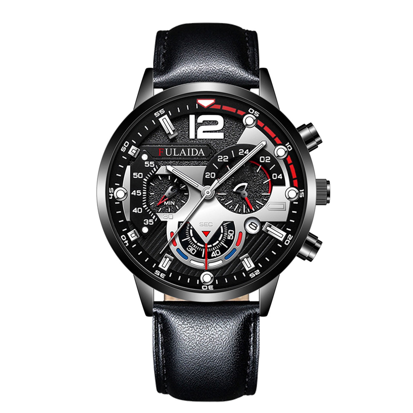 (2-Pack) Fashion Sport Men's Stainless Ae1200 Steel Leather Band Quartz ...