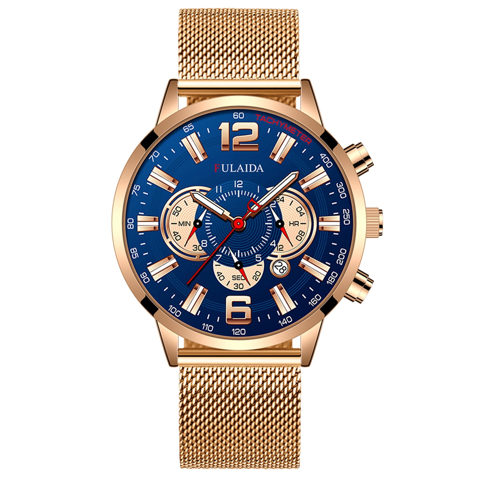 (2-Pack) Puawkoer Sport Men's Stainless Work Watches for Men Steel Band ...