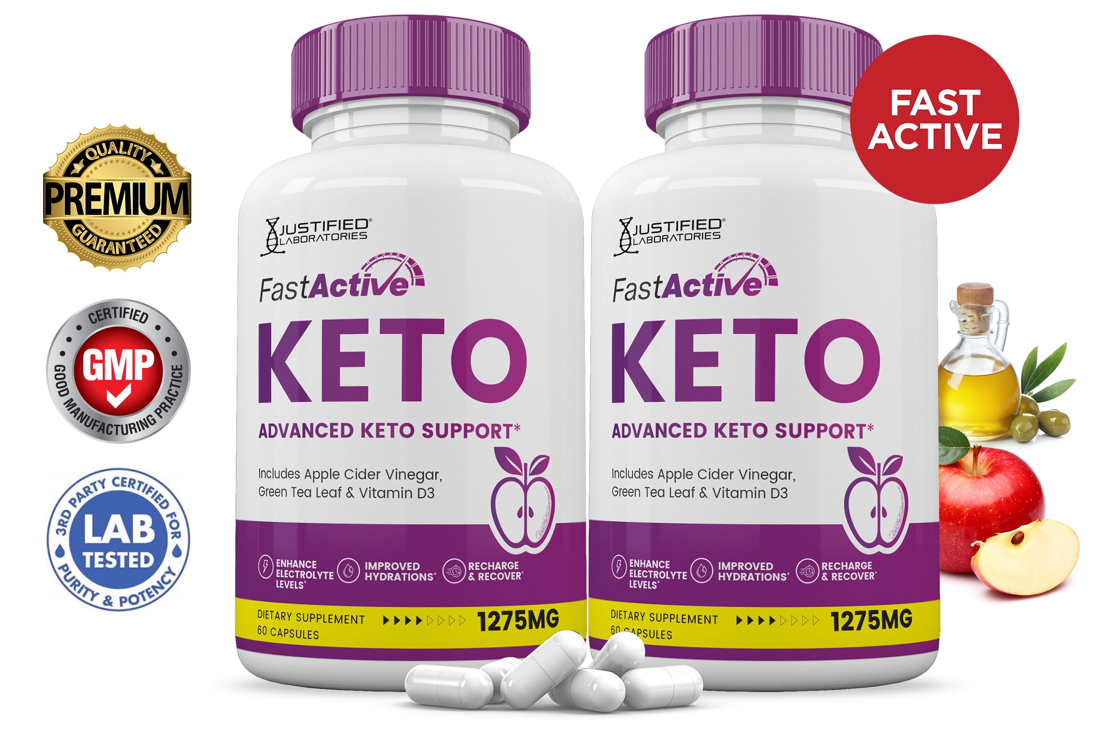(2 Pack) Fast Active Keto ACV Pills 1275mg Alternative to Gummies ...
