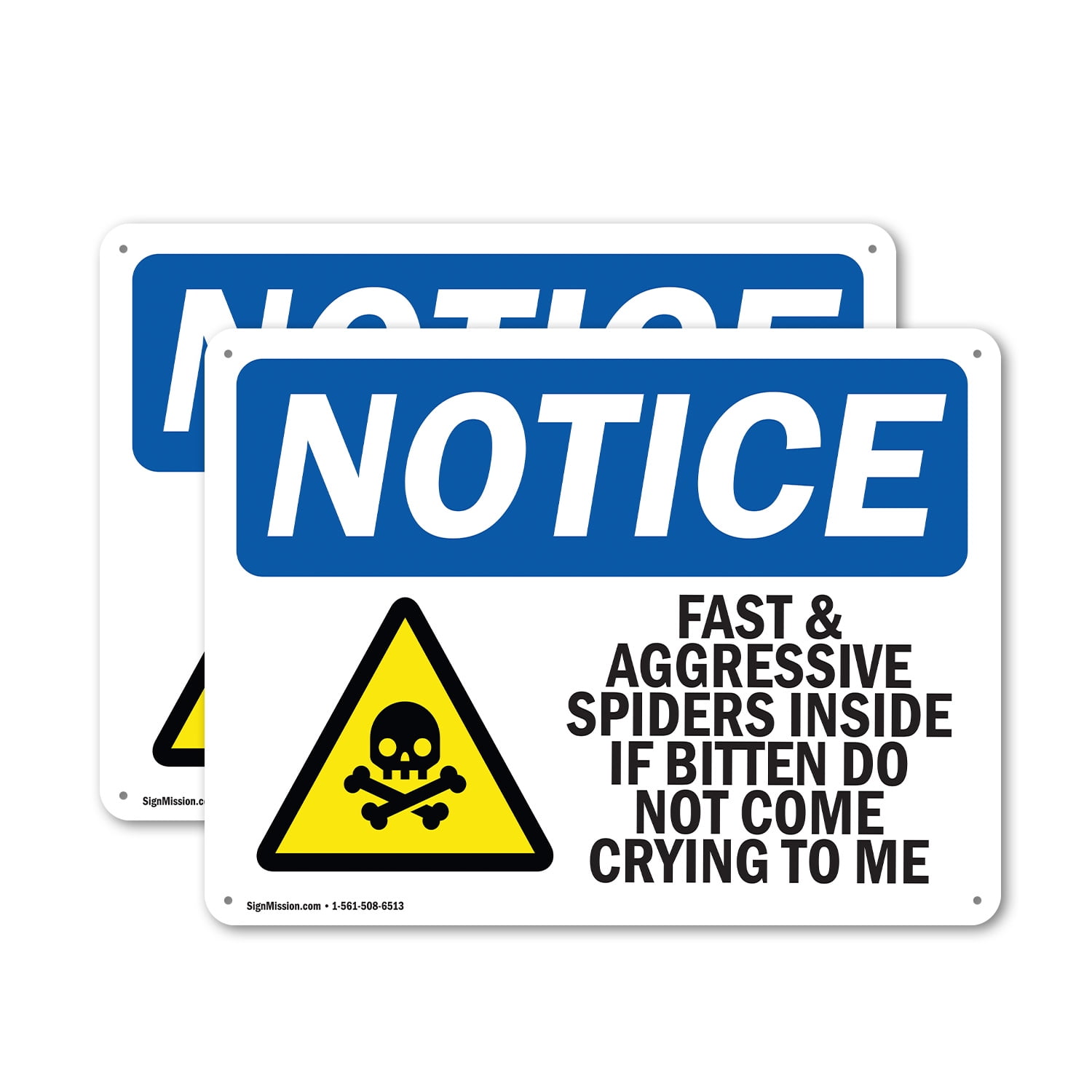 (2 Pack) Fast And Aggressive Spiders Inside OSHA Notice Sign 14 Inch X ...