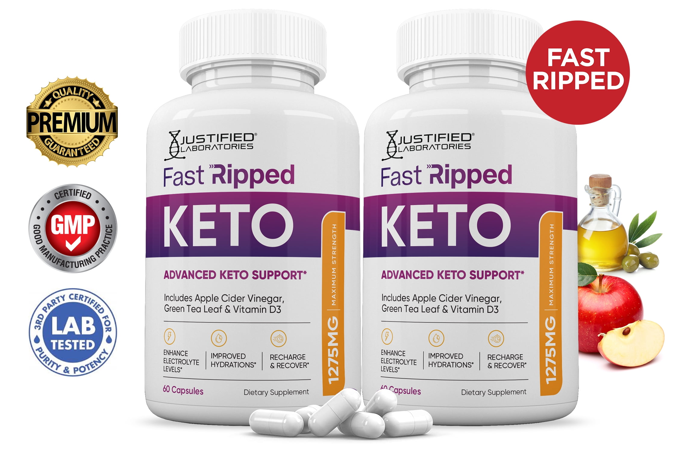 (2 Pack) Fast Ripped Keto ACV Pills 1275mg Alternative to Gummies ...
