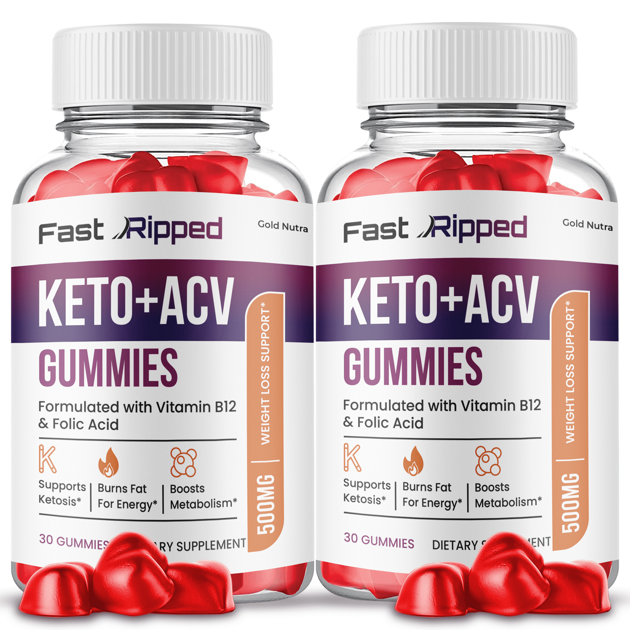 (2 Pack) Fast Ripped Keto ACV Gummies, Apple Cider Vinegar, Max ...