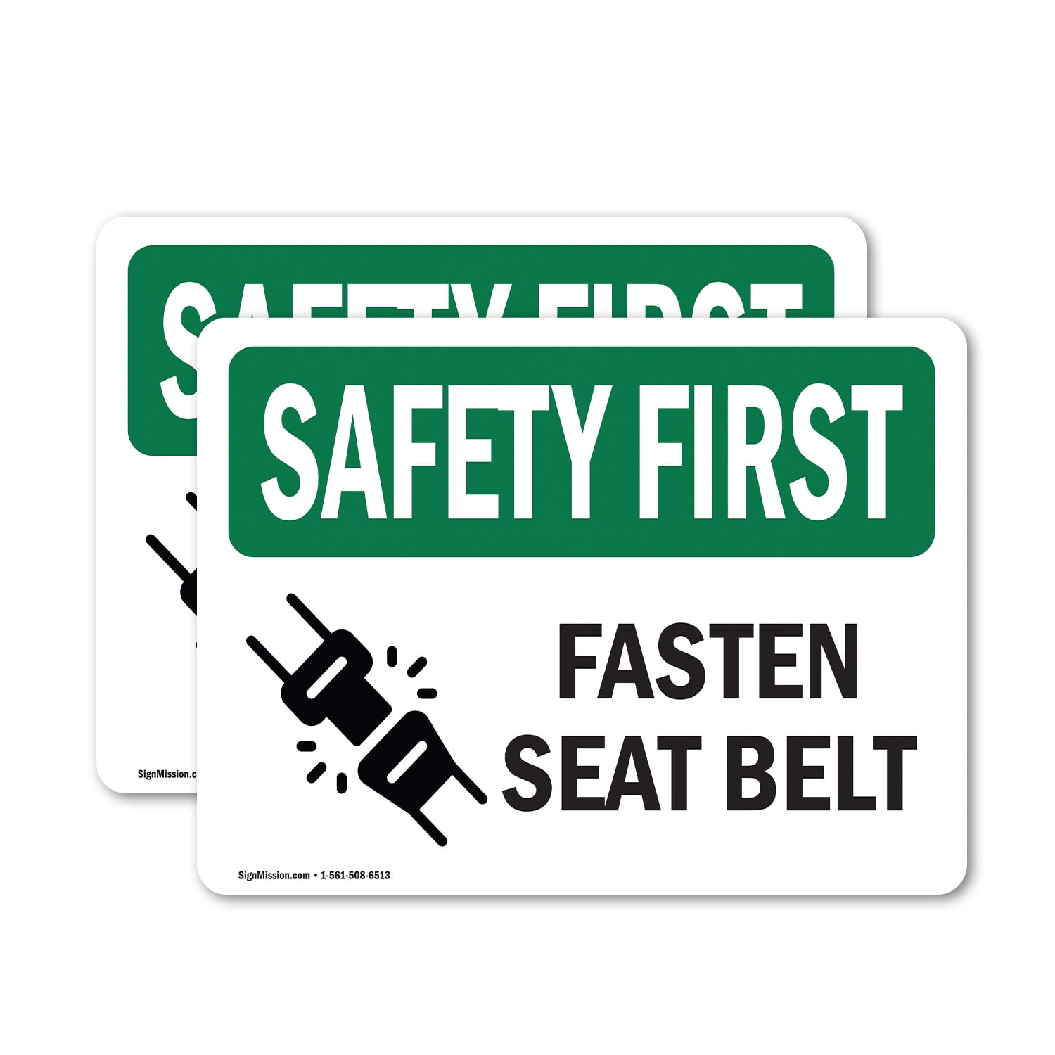 (2 Pack) Fasten Seat Belt OSHA Safety First Sign 10 Inch X 7 Inch Vinyl ...