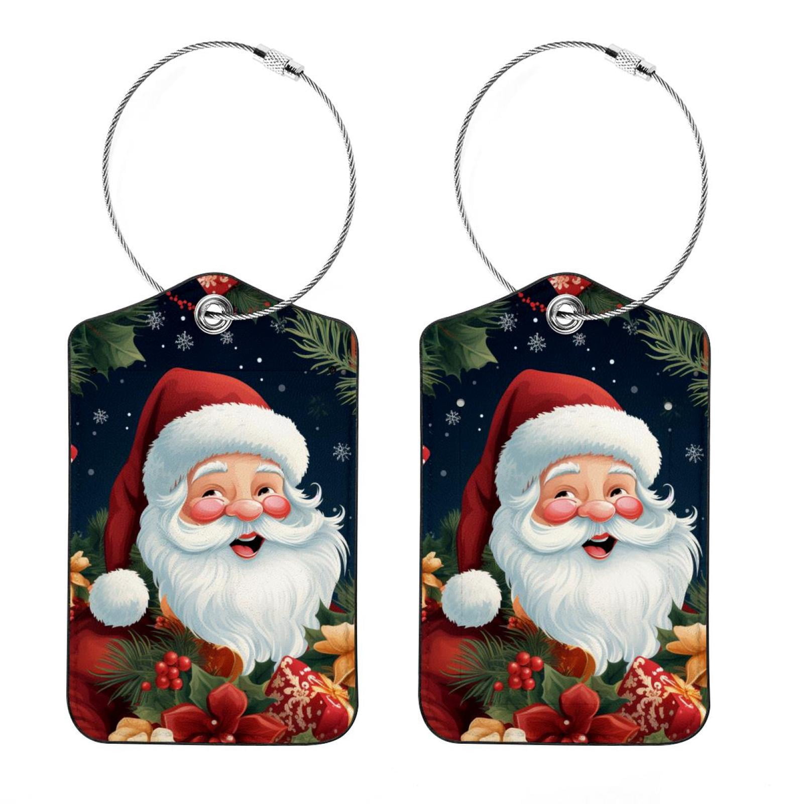 2 Pack of Father Christmas Santa Claus Luggage Tags for Adults Teens,Travel Bag Suitcase Labels ...