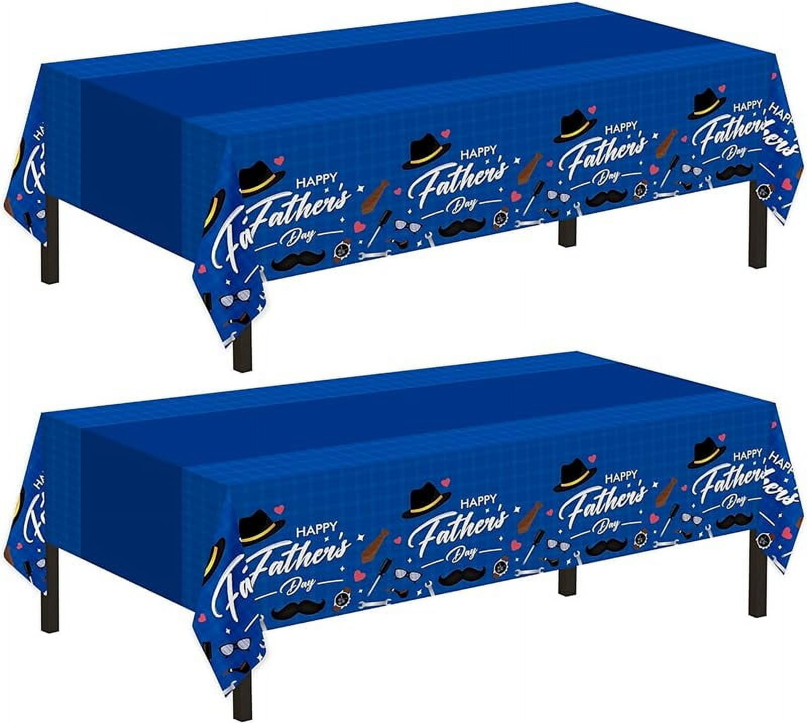 2 Pack Father's Day Tablecloth, 54" x 108" Plastic Disposable Table ...