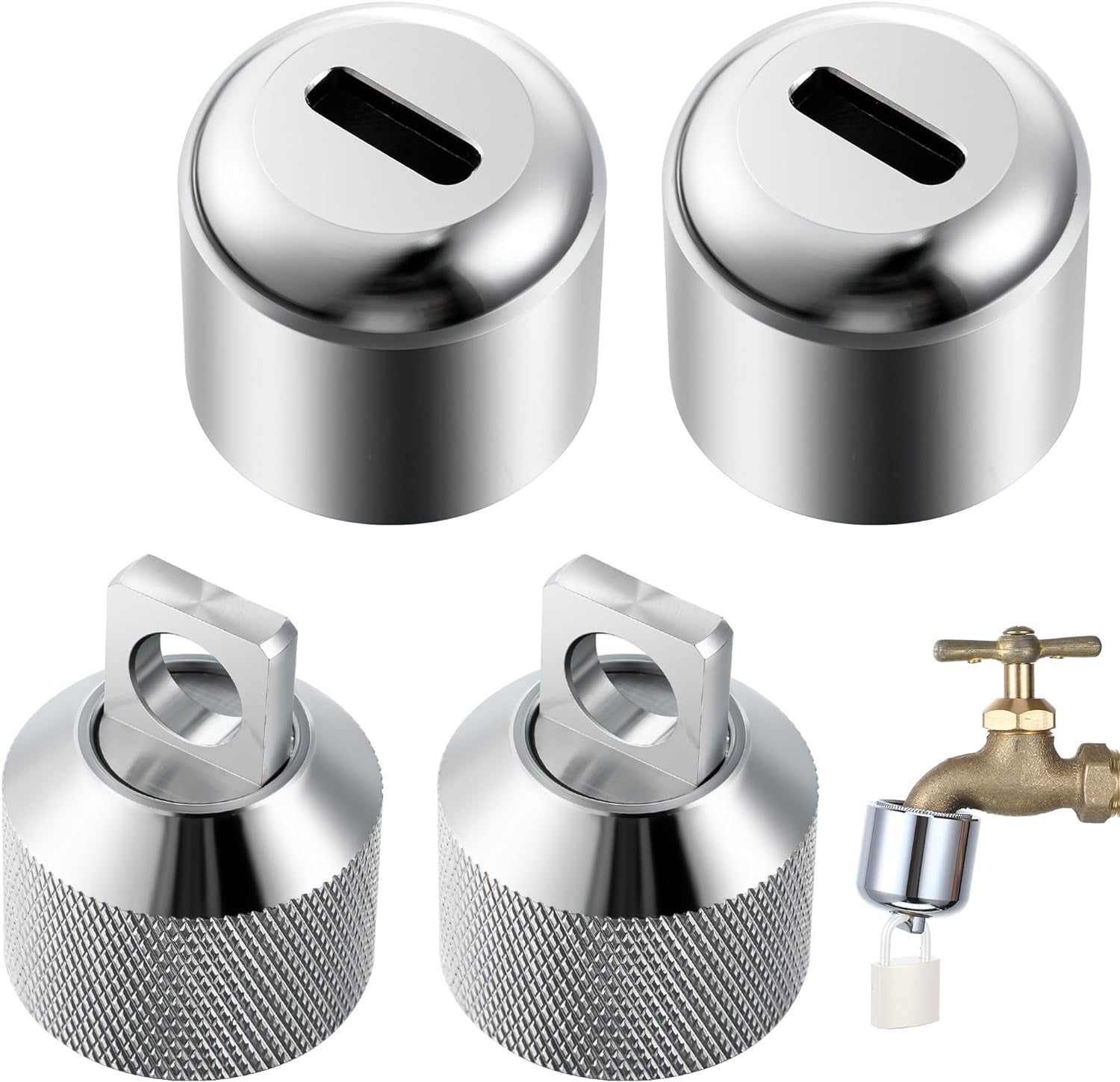 2 Pack Faucet Locks Outdoor, Brass Hose Bib Lock Fit for 3/4'' Garden ...