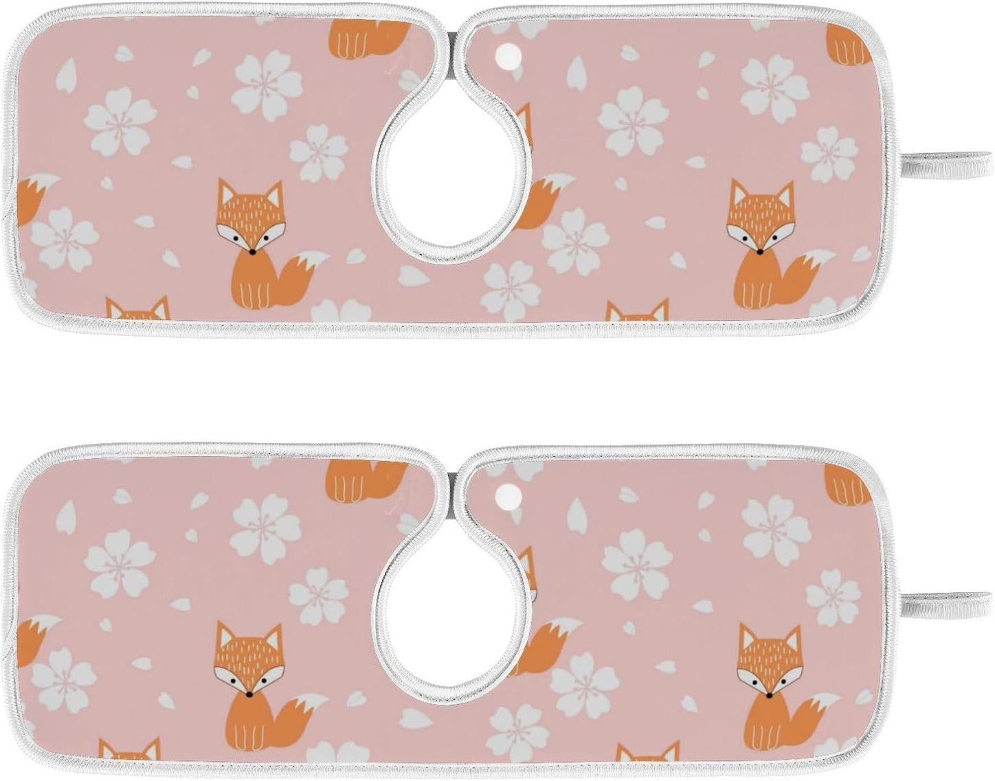 2 Pack Faucet Mat Splash Guard for Kitchen Sink, Cute Fox Cartoons and ...