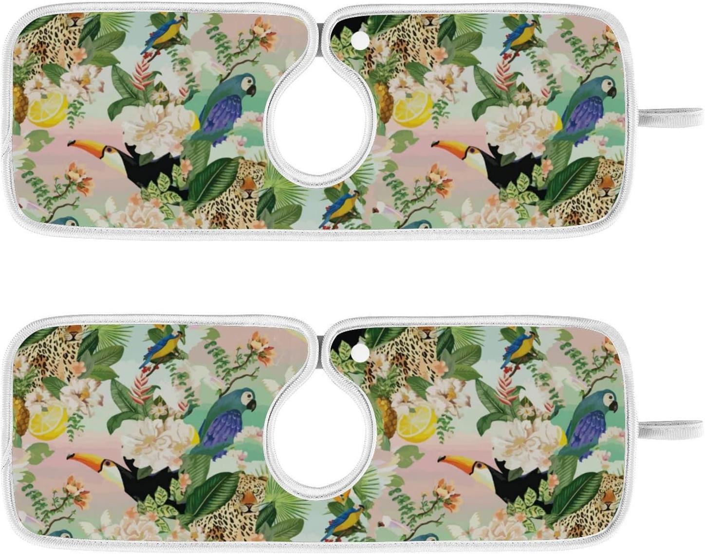 2 Pack Faucet Mat Splash Guard for Kitchen Sink,Flowers Palm Leaves ...