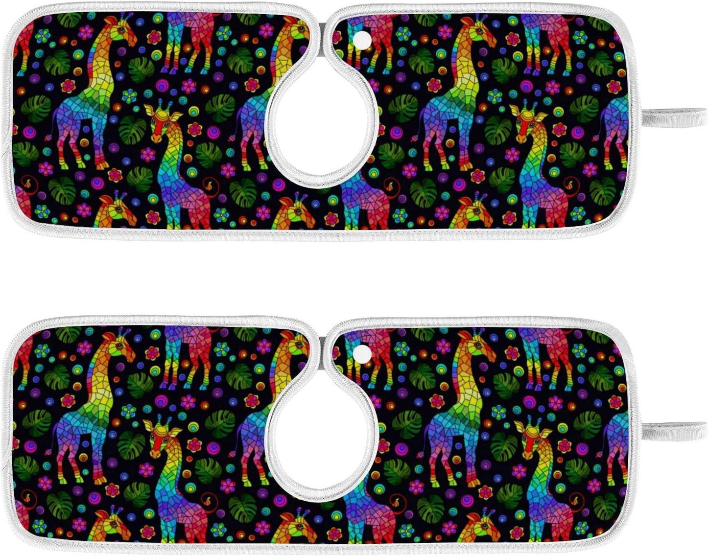 2 Pack Faucet Mat Splash Guard for Kitchen Sink, Giraffs Bright Rainbow ...