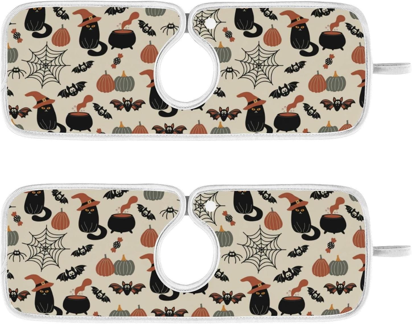 2 Pack Faucet Mat Splash Guard for Kitchen Sink, Halloween Black Cat ...