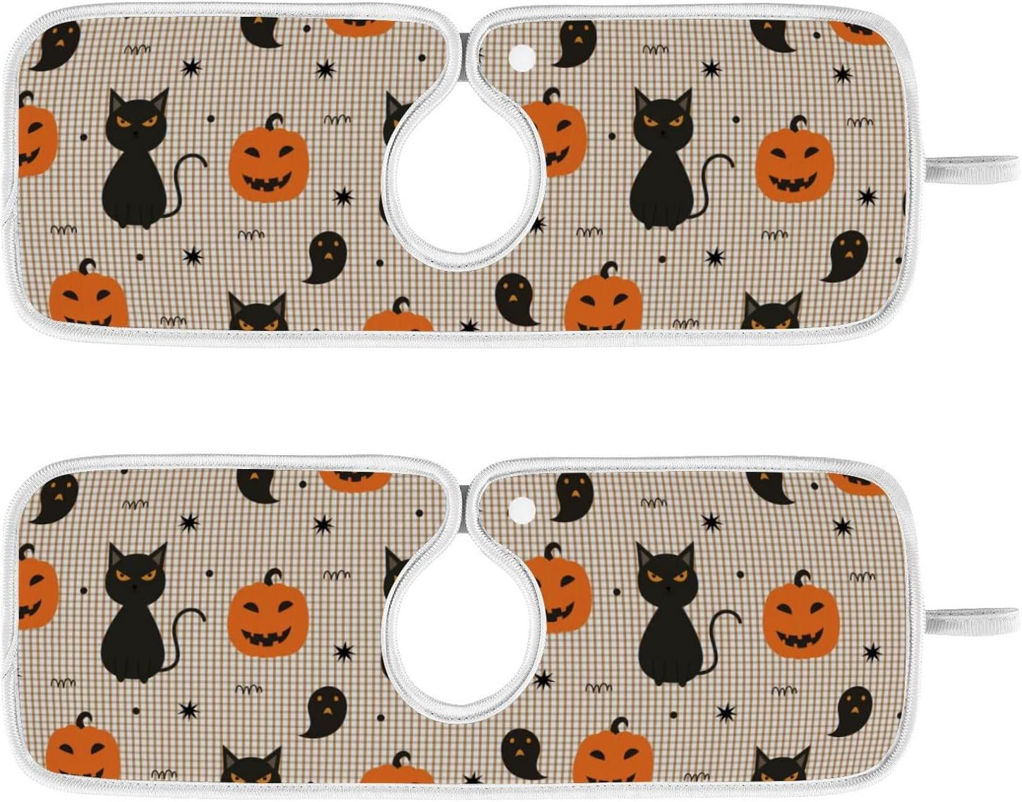 2 Pack Faucet Mat Splash Guard for Kitchen Sink, Halloween Black Cat ...