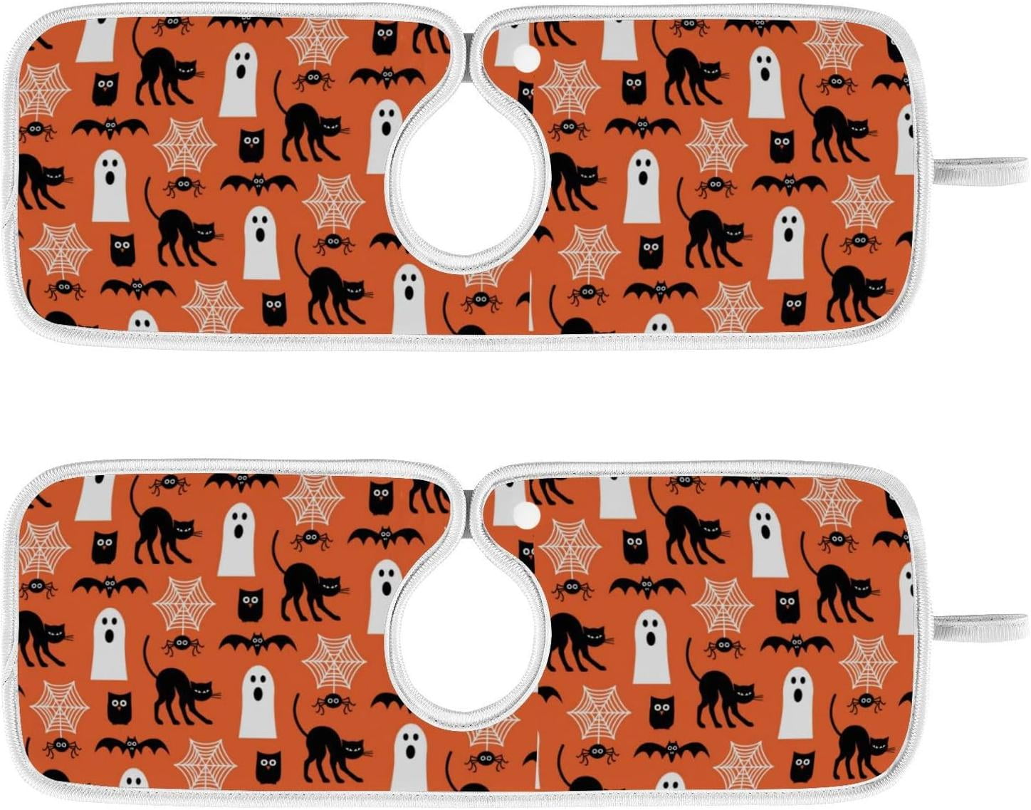 2 Pack Faucet Mat Splash Guard for Kitchen Sink, Halloween Ghosts Black ...