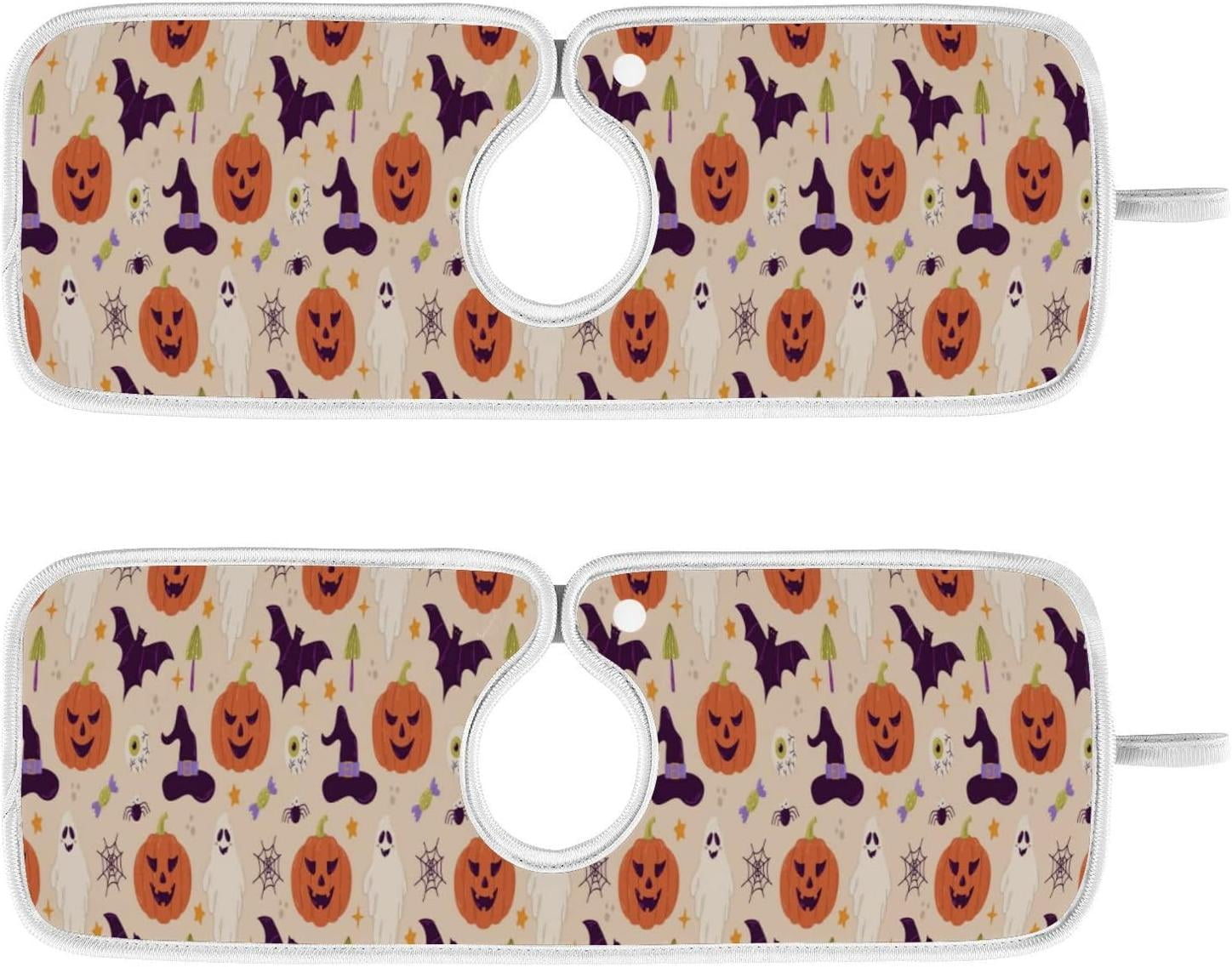 2 Pack Faucet Mat Splash Guard for Kitchen Sink, Halloween Pumpkin Bat ...