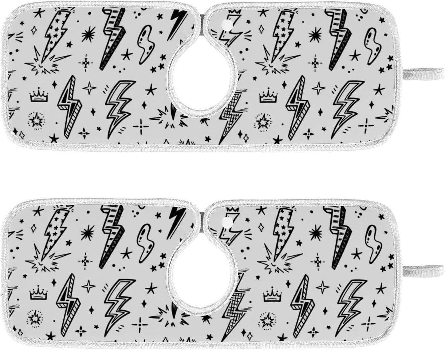 2 Pack Faucet Mat Splash Guard for Kitchen Sink, Lightning Bolt Signs ...