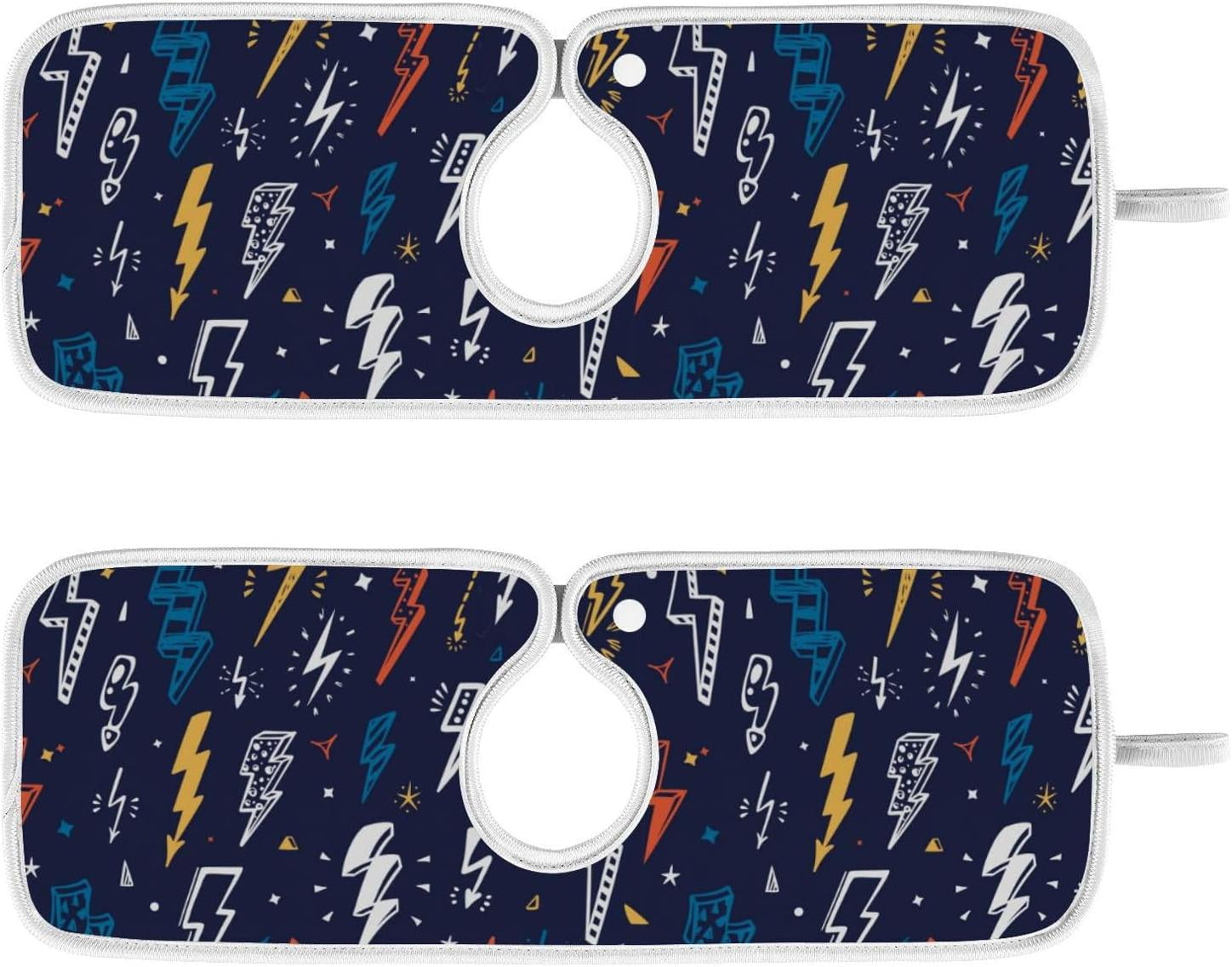 2 Pack Faucet Mat Splash Guard for Kitchen Sink,Lightning Bolts Signs ...